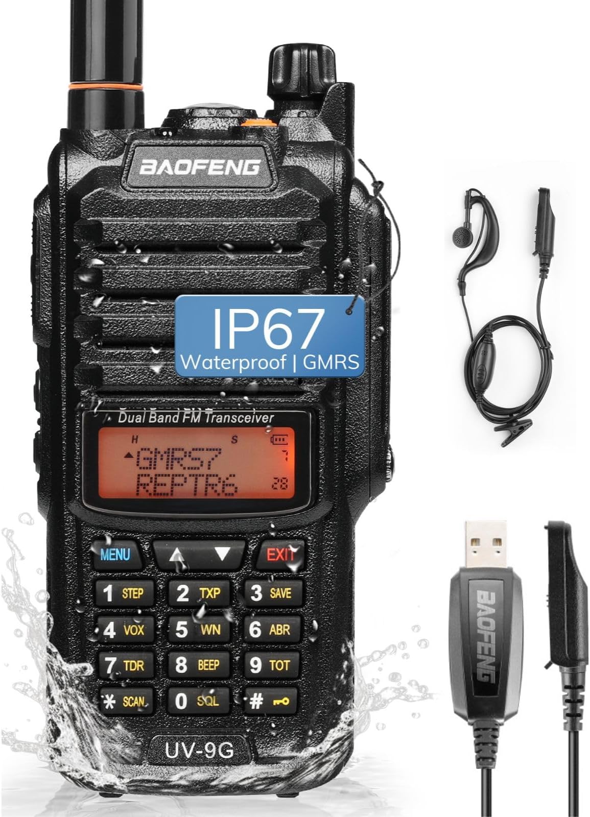 Amazon.com: BAOFENG Radio UV-9R Pro Ham Handheld Waterproof IP67 Two-Way Radio,with Type-C ...
