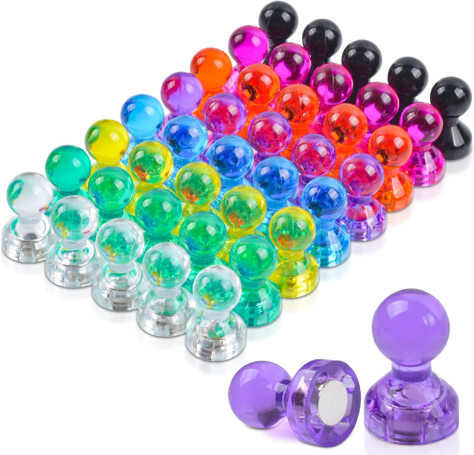 Amazon.com: Officemate Push pin Magnets, Assorted Translucent, 0.75 ...