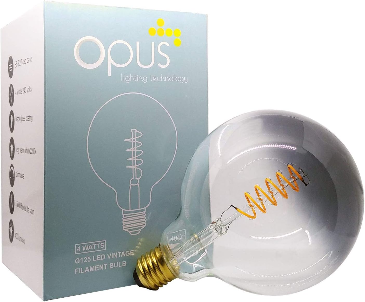 Opus 4watt G125 Spiral Filament Globe LED ES E27 Screw Cap Very Warm ...