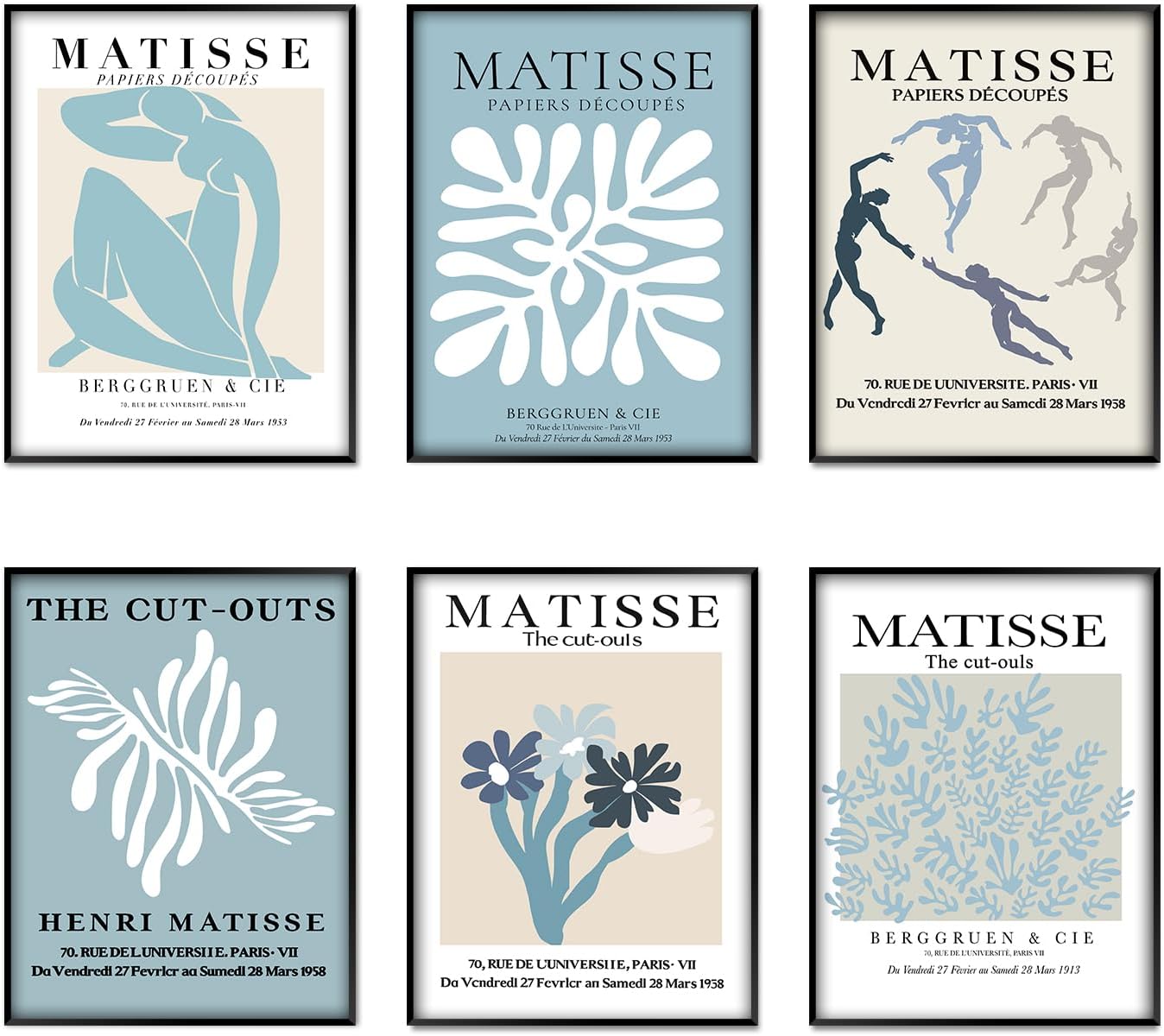 Amazon.com: Navy Blue Matisse Poster Prints Set of 6 Henri Matisse Wall ...