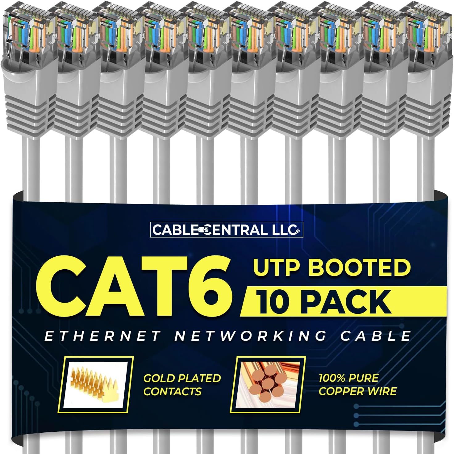 Amazon.com: Cable Central LLC Cable Ethernet Cat 6 de 35 pies (paquete ...
