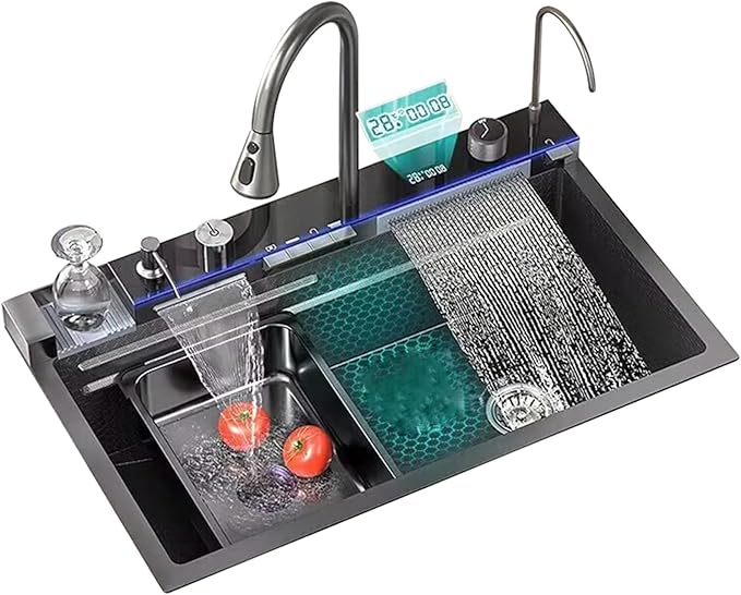 MVDSOWQ Kitchen Sink Digital Display Large Single Bowl Stainless Steel ...