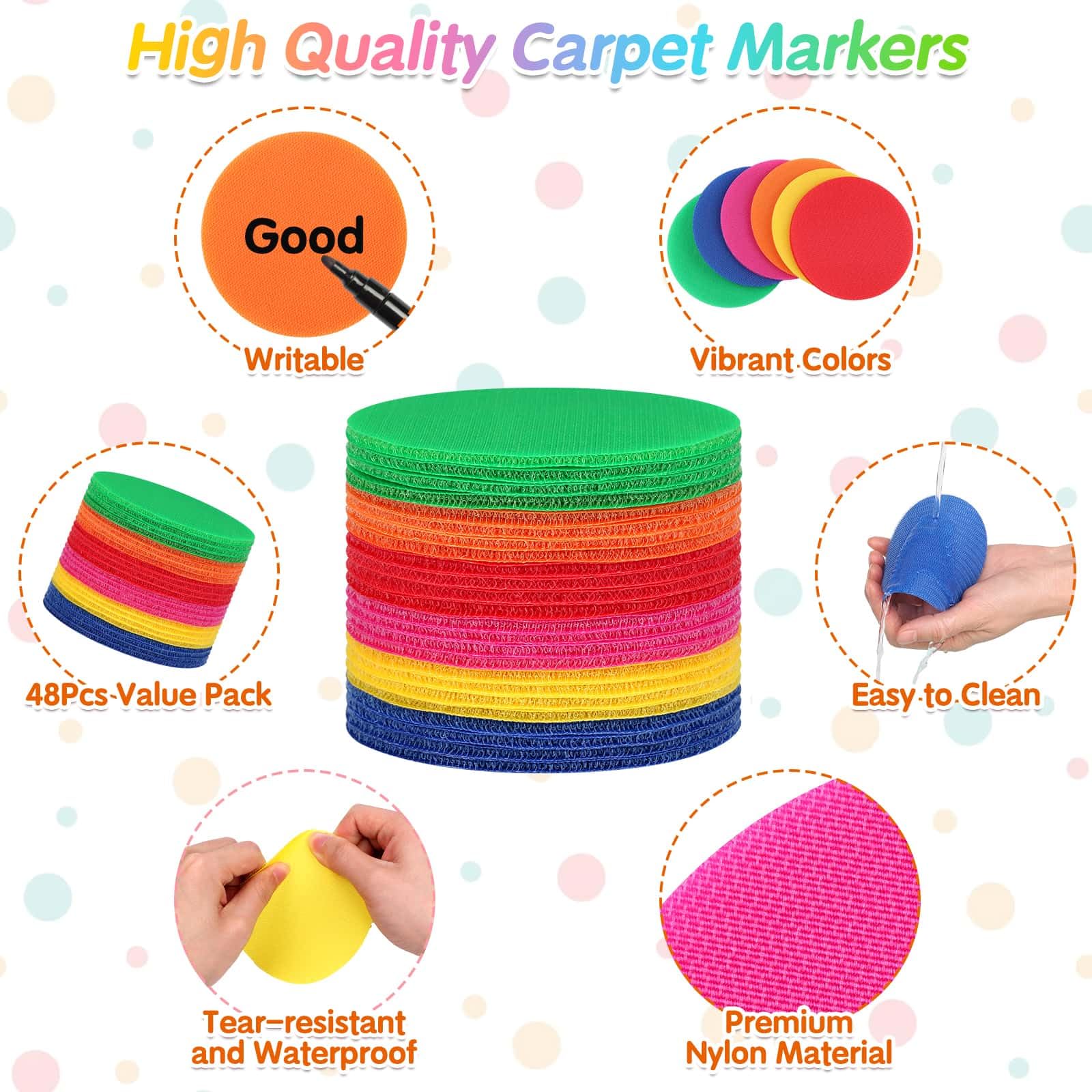 Snapklik.com : 48 Pcs Carpet Dots 4 Inch Carpet Marker Spots For ...