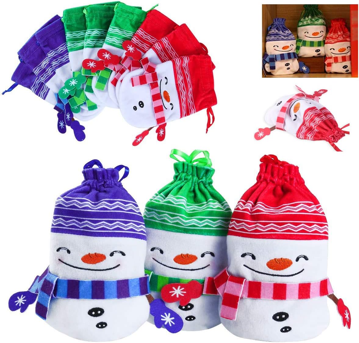 Amazon.com: 12PCS Christmas Drawstring Gift Bags for Holiday Party ...
