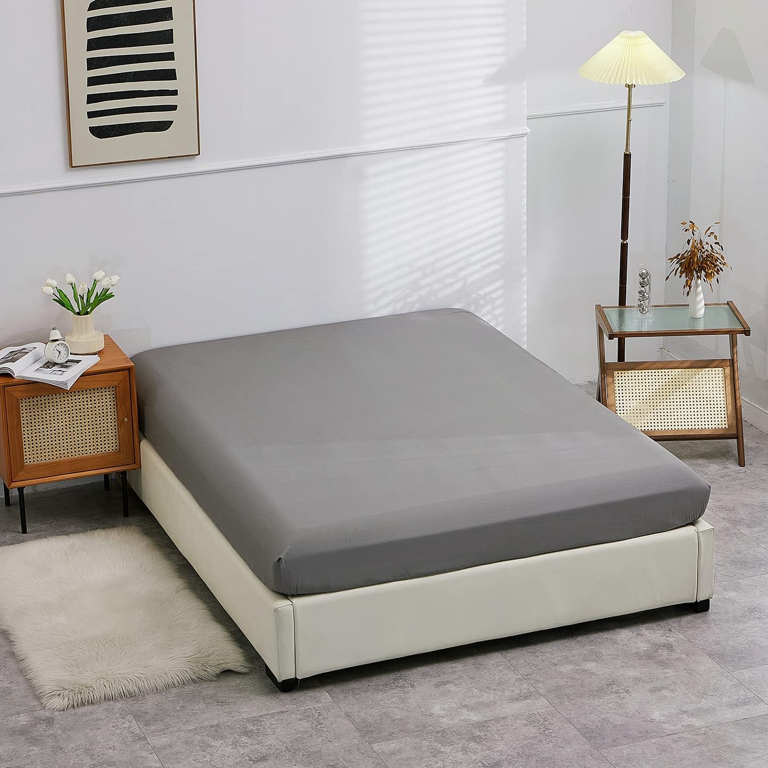 Amazon.com: Superlake Bedding Full Size Fitted Sheet Only, Deep Pocket ...