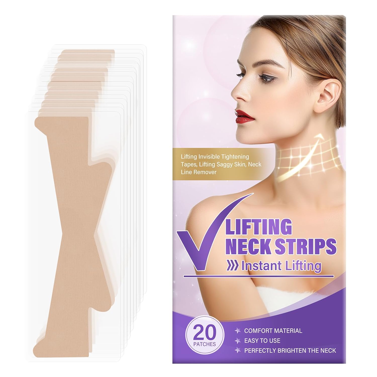 Amazon.com: Neck Lift Tape, 20 PCS Neck Tape Lifting Invisible Enhances ...