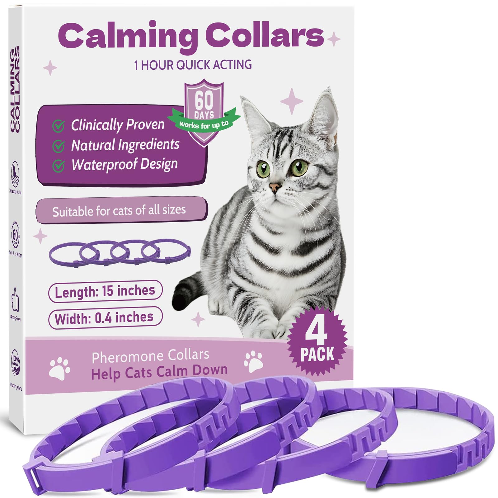 Amazon.com : Calming Collar for Cats -4 Pack Soother Cats Calming ...