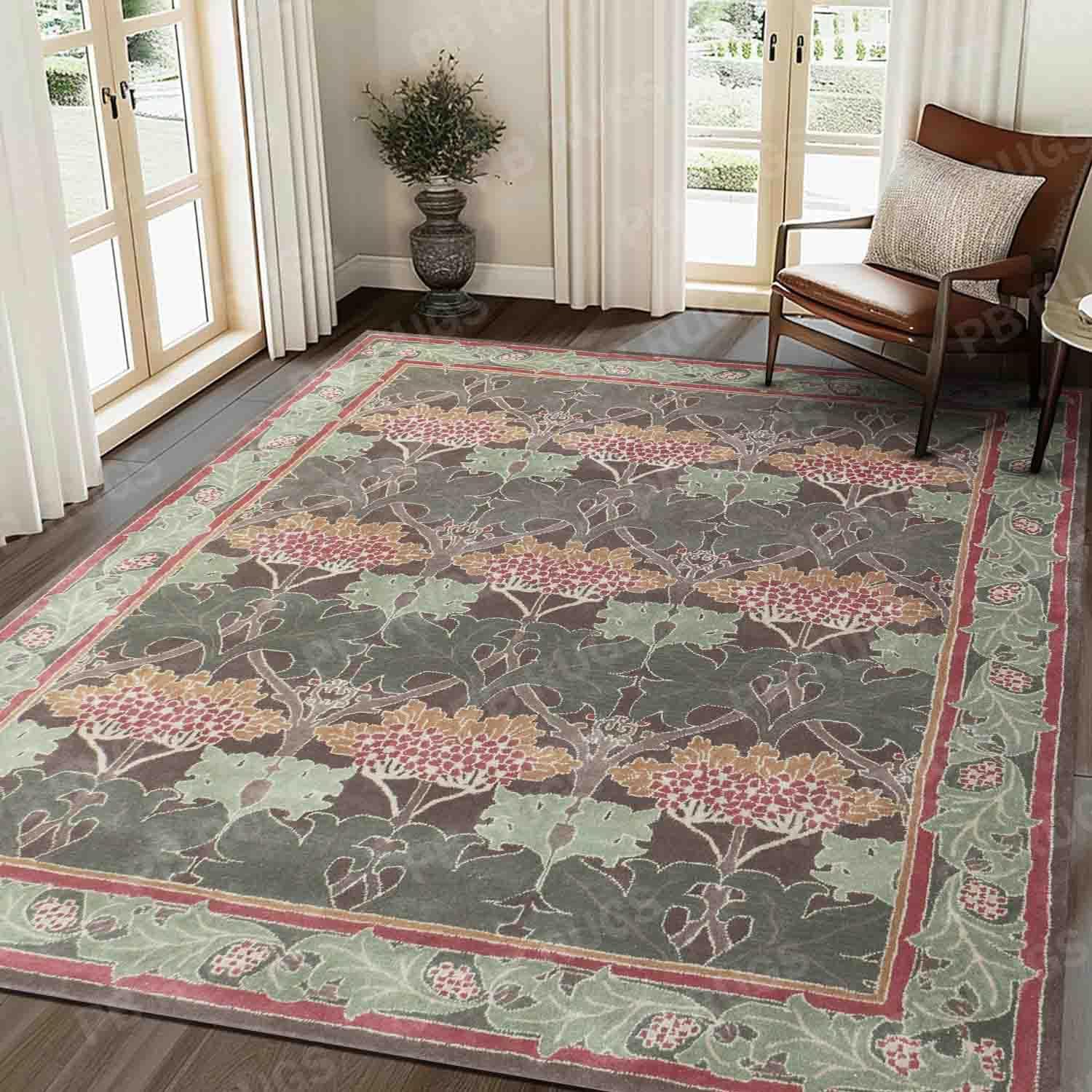 Amazon.com: PB RUGS William Morris Cecil Gold Area Rug Handcrafted ...
