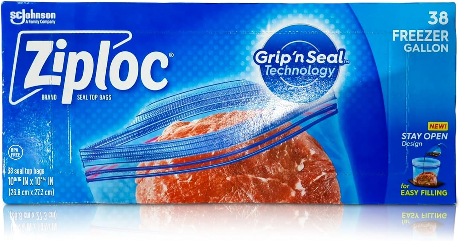 Ziploc Freezer Bags: 38-Count Bundle for Ultimate Storage Convenience ...