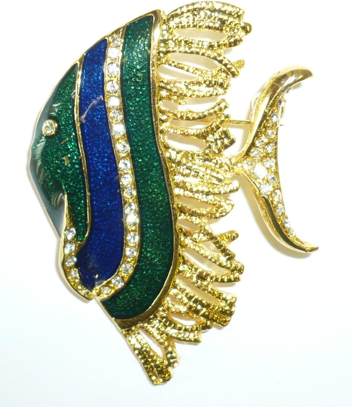Amazon.com: Blue & Green Enamel Angel Fish Pin: Brooches And Pins ...