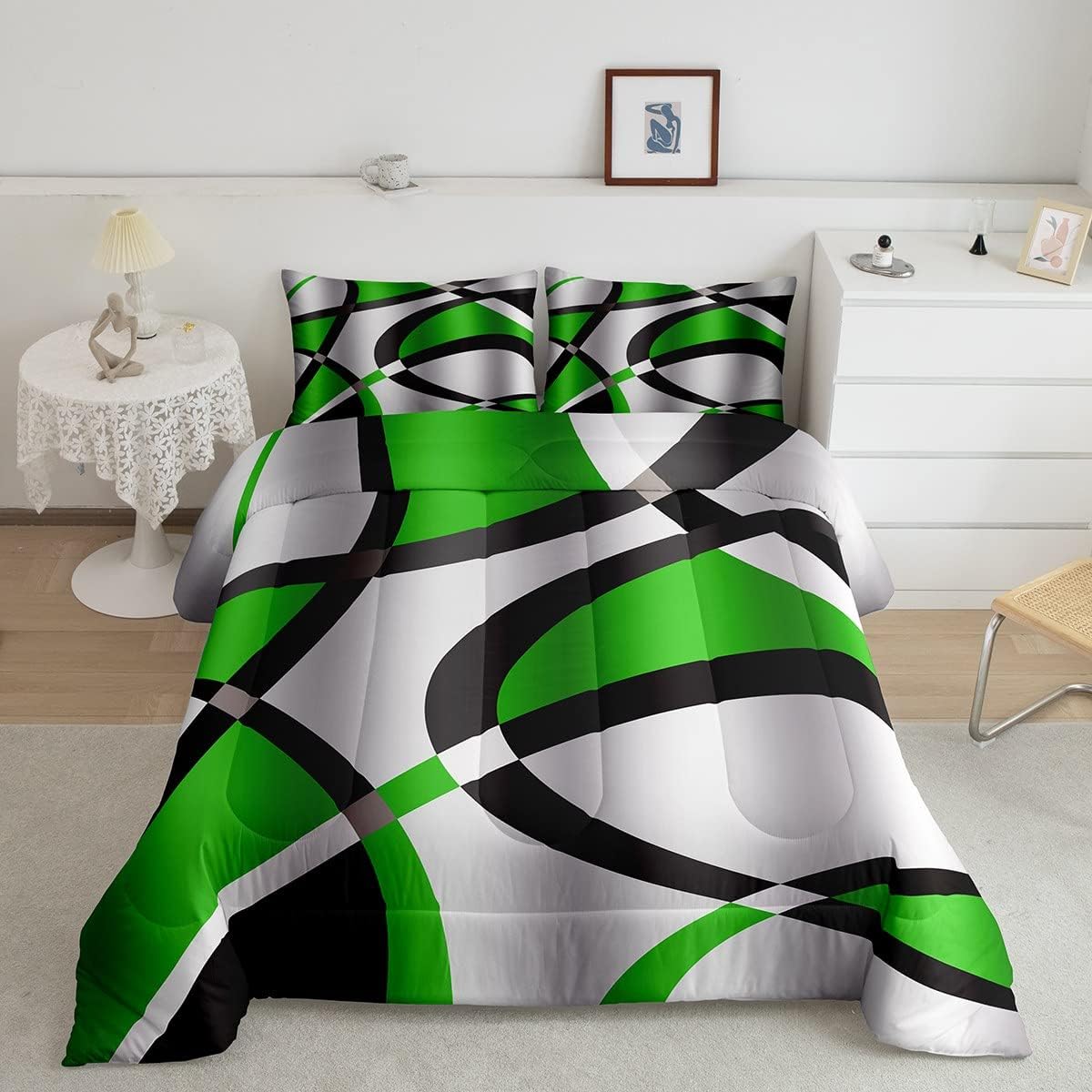Amazon.com: Feelyou Green Geometric Comforter Geometric Circle Swirl ...