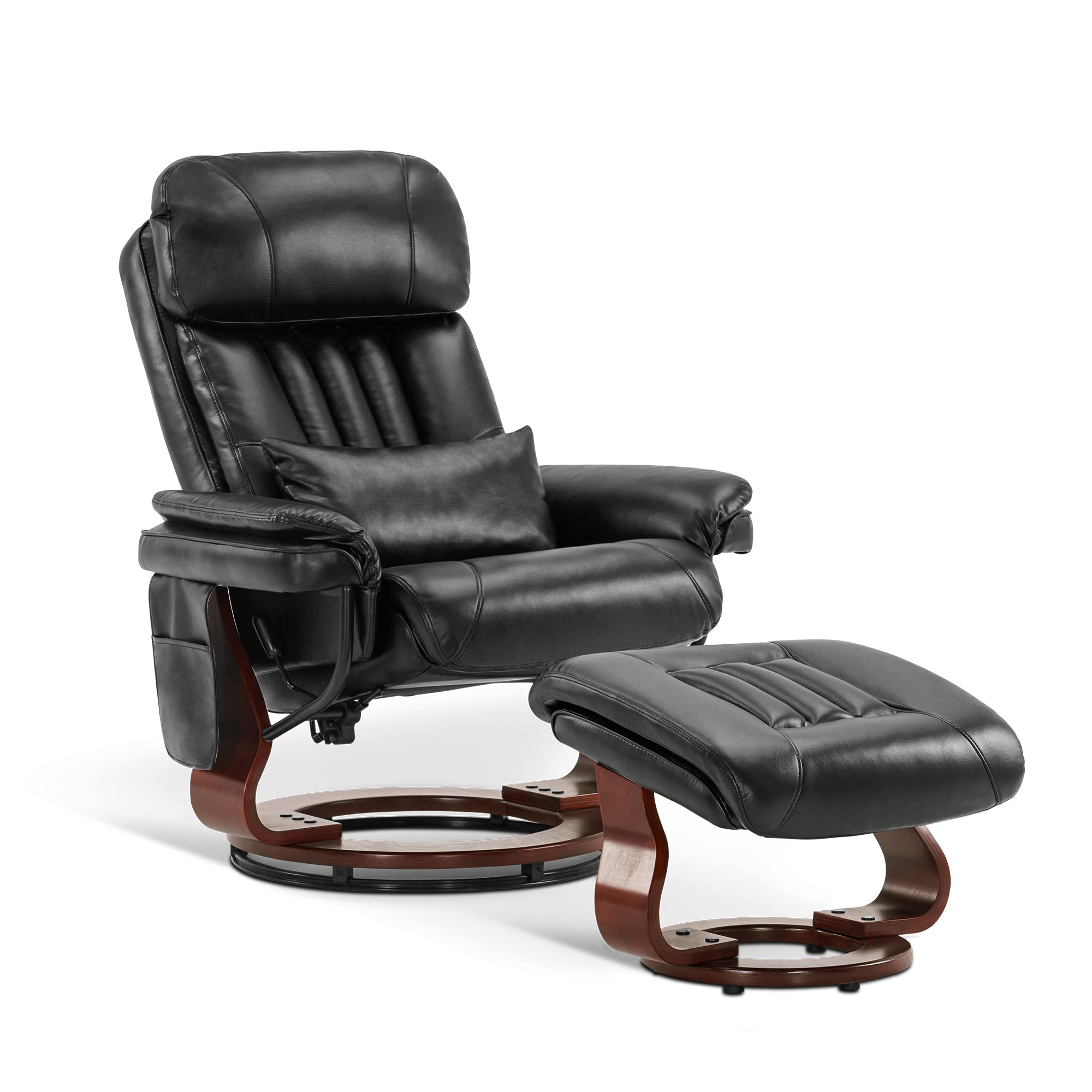 Amazon.com: MCombo Swivel Recliner with Ottoman, Faux Leather TV Chair ...