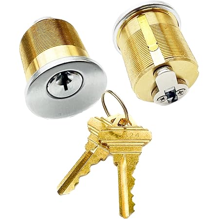 2 Pack Brass Mortise Door Cylinder Lock, 1-1/4" Inch Length Keyed ...