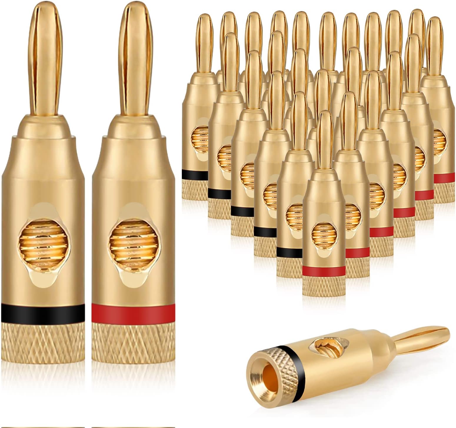 Amazon.com: Monoprice 9438 Gold Plated Speaker Pin Plugs - 5 Pairs ...