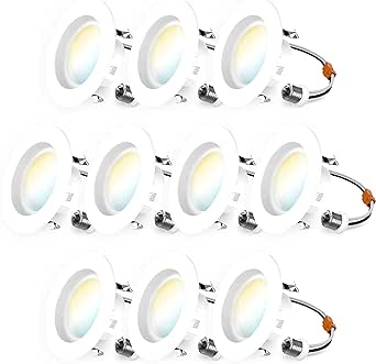 Sunco 10 Pack 4 Inch LED Recessed Lights Retrofit, Dimmable Can ...