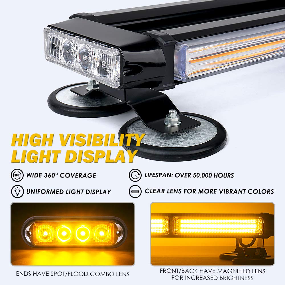 Snapklik.com : Amber COB LED Rooftop Strobe Flashing Light Bar Double ...
