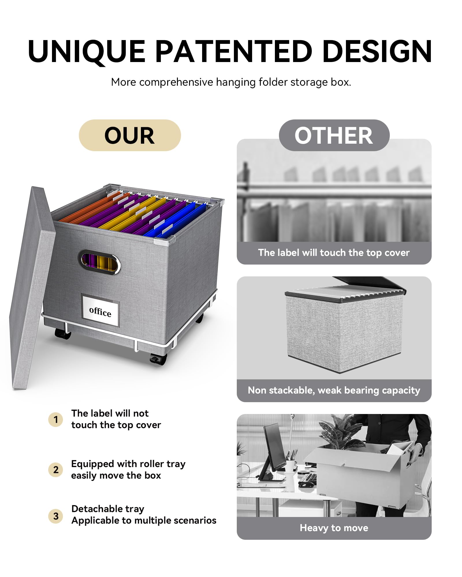 Snapklik.com : Oterri File Box,Upgraded Filing Box, Easy Slide File ...