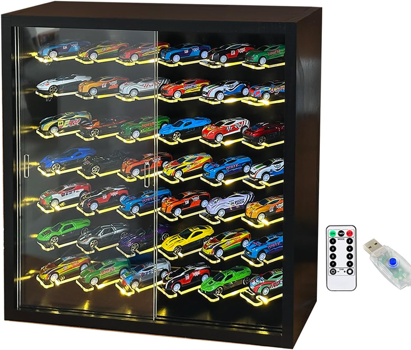 Amazon.com: 1/64 Cars Display Case with Lighted Wall Mounted Black ...