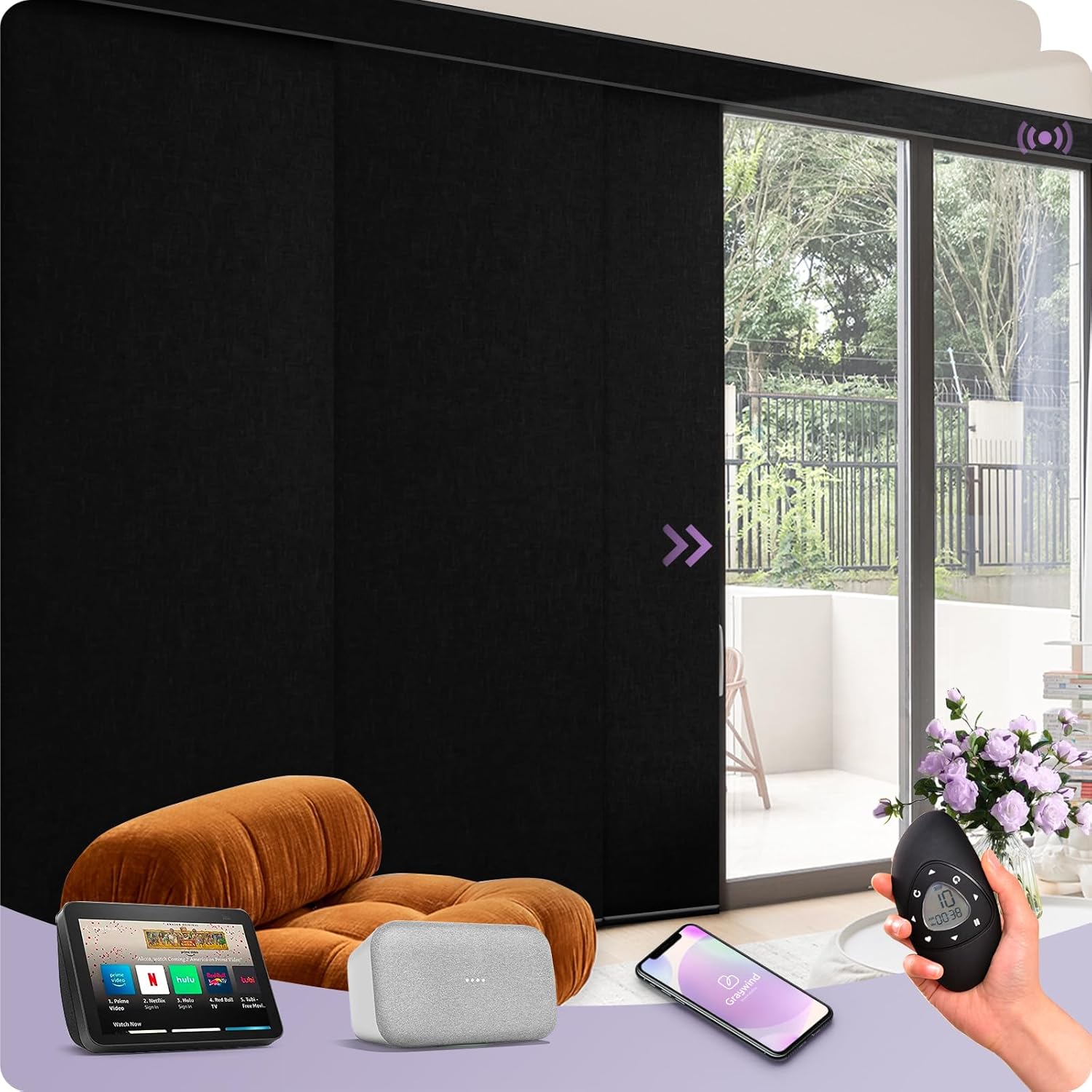 Amazon.com: Graywind Rechargeable Smart Sliding Panels Blinds ...
