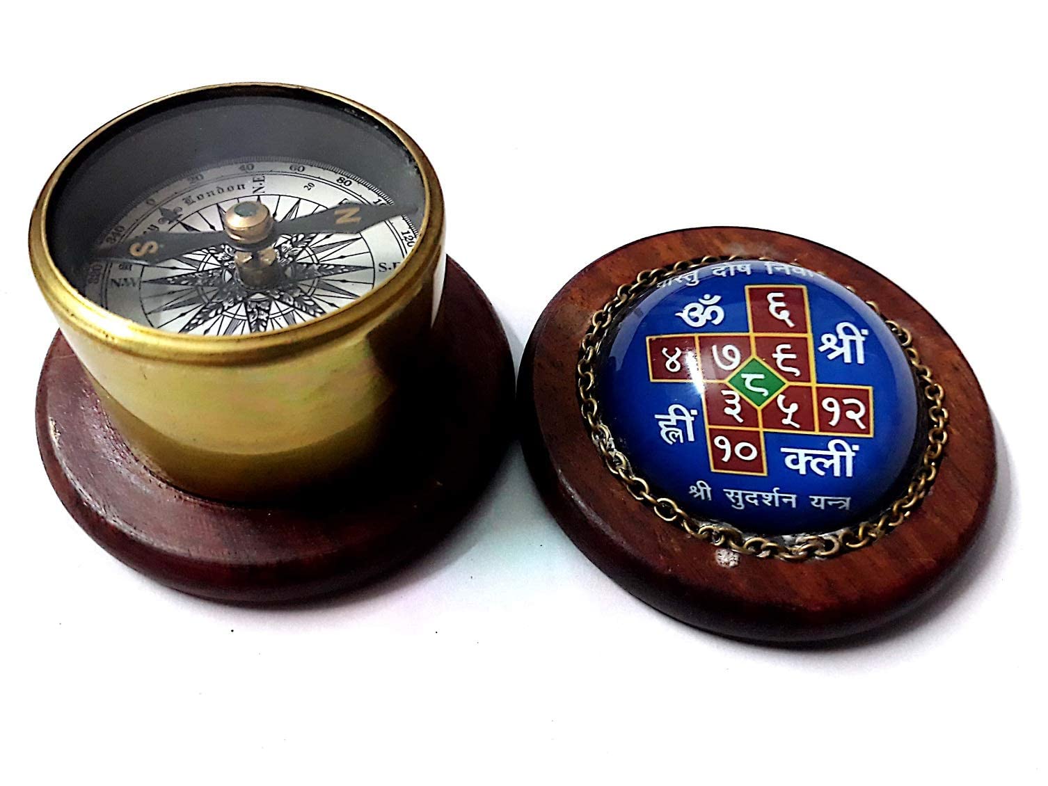 Buy Radhna Brass Vastu Compass with Shri Vastu dosh nivaran Sudarshan ...
