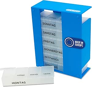 Tablettenbox für 7 Tage mit 4 großen Fächern für Morgens, Mittags ...