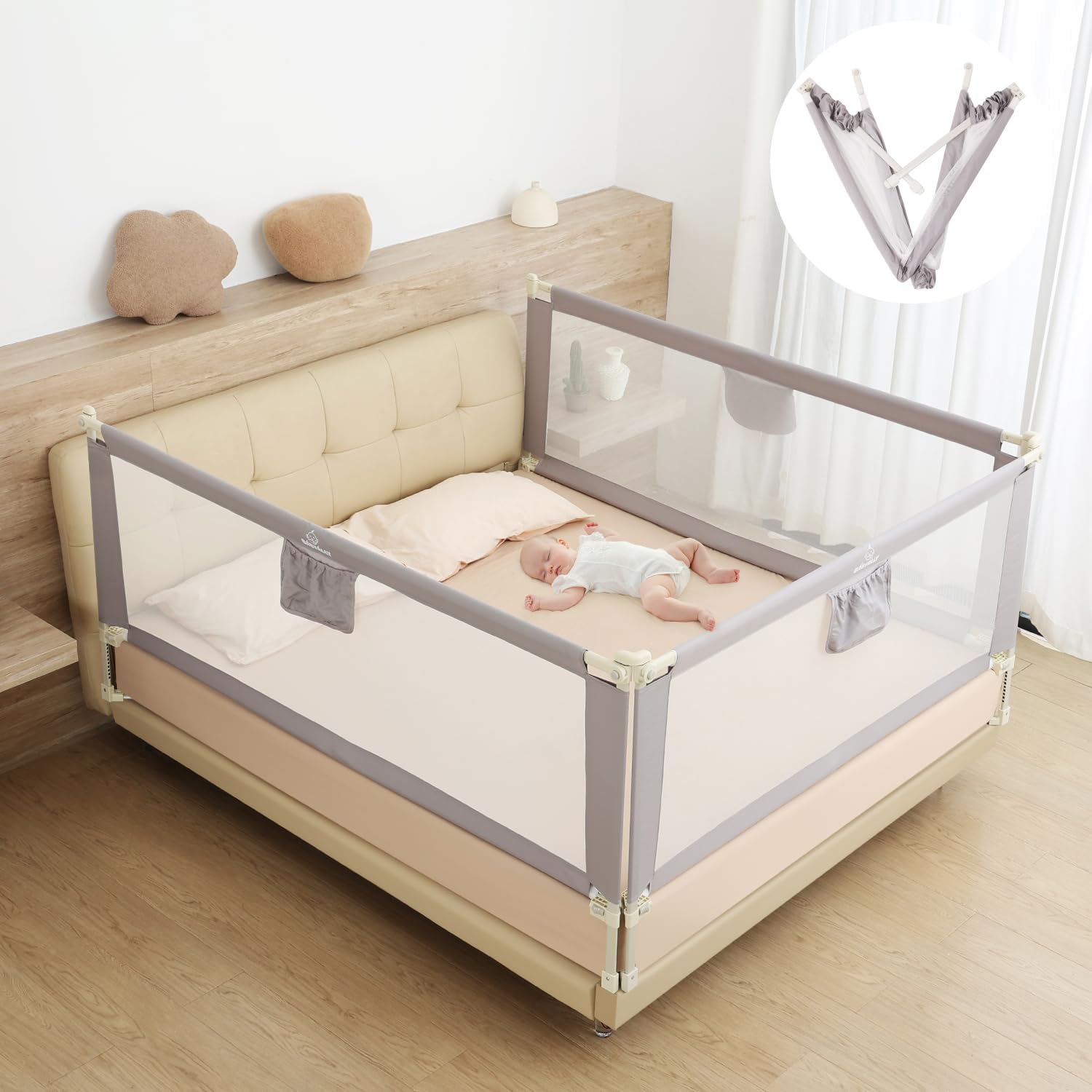 Amazon.com: omzer King Bed Rail for Toddlers - Foldable Baby Bed Rail ...