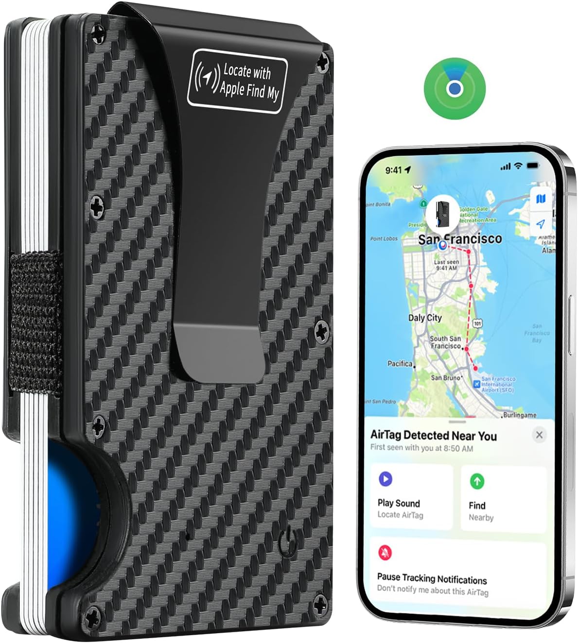 Amazon.com: Trackable Thin Card Wallet For Men - Leather Bluetooth Anti ...