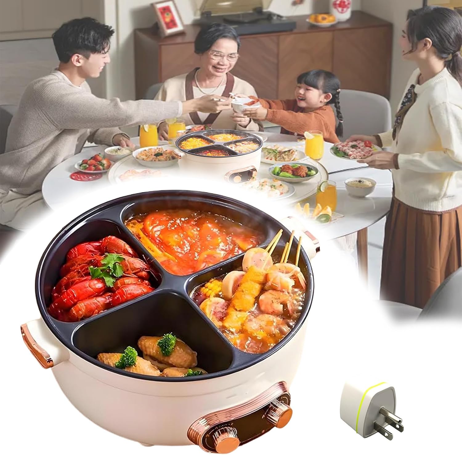 Four Grid Multifunctional Stew Pot, Mandarin Duck Electric Chafing Dish ...