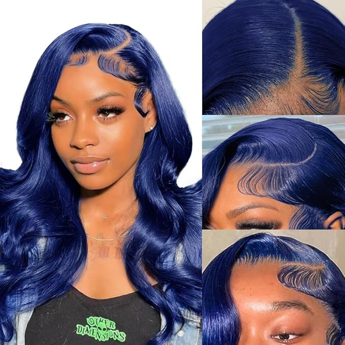 Amazon.com : LuAiJa Blue Wigs Human Hair 13x4 HD Lace Blue Body Wave ...