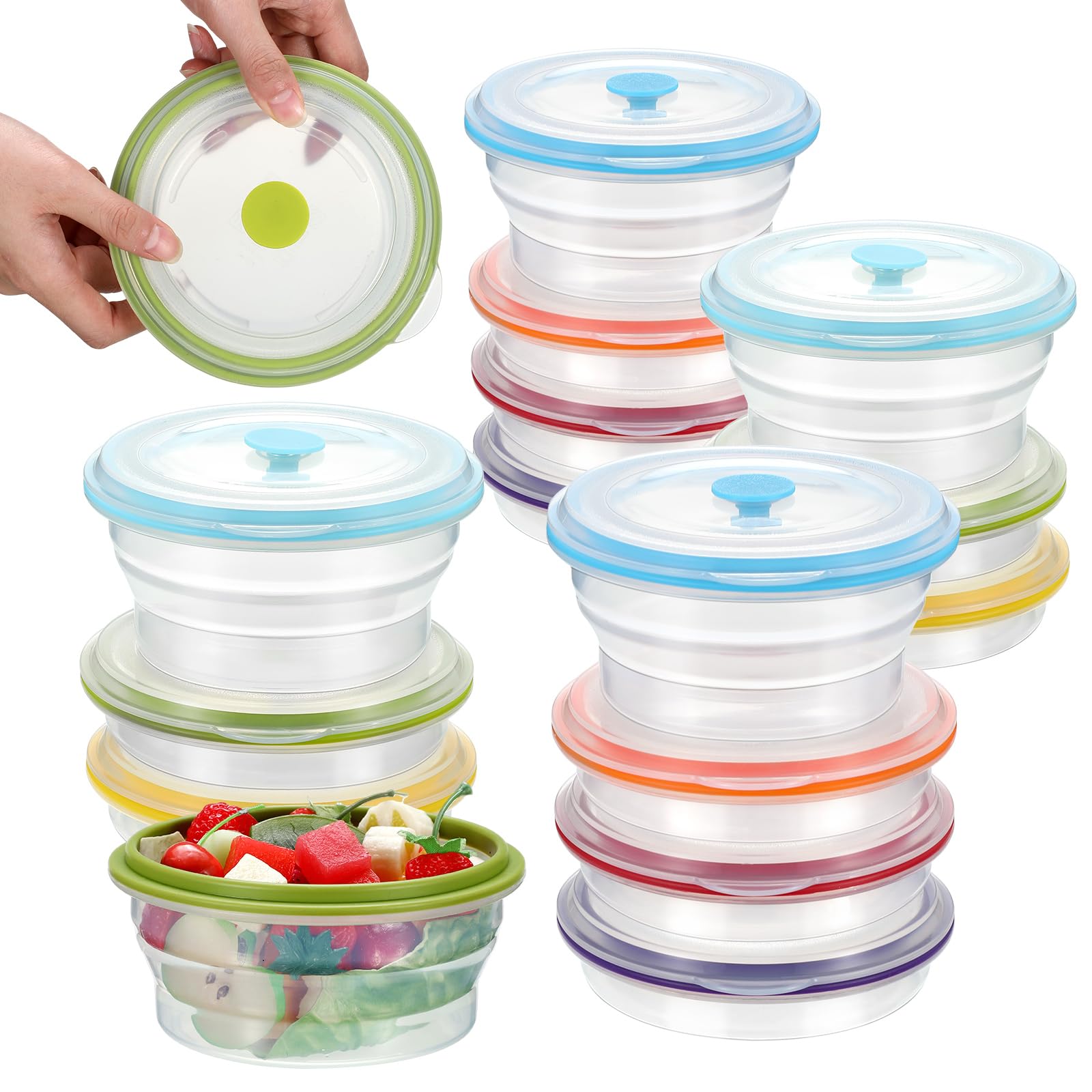 Layhit 14 Pieces Gift for Christmas Silicone Collapsible Food Storage ...