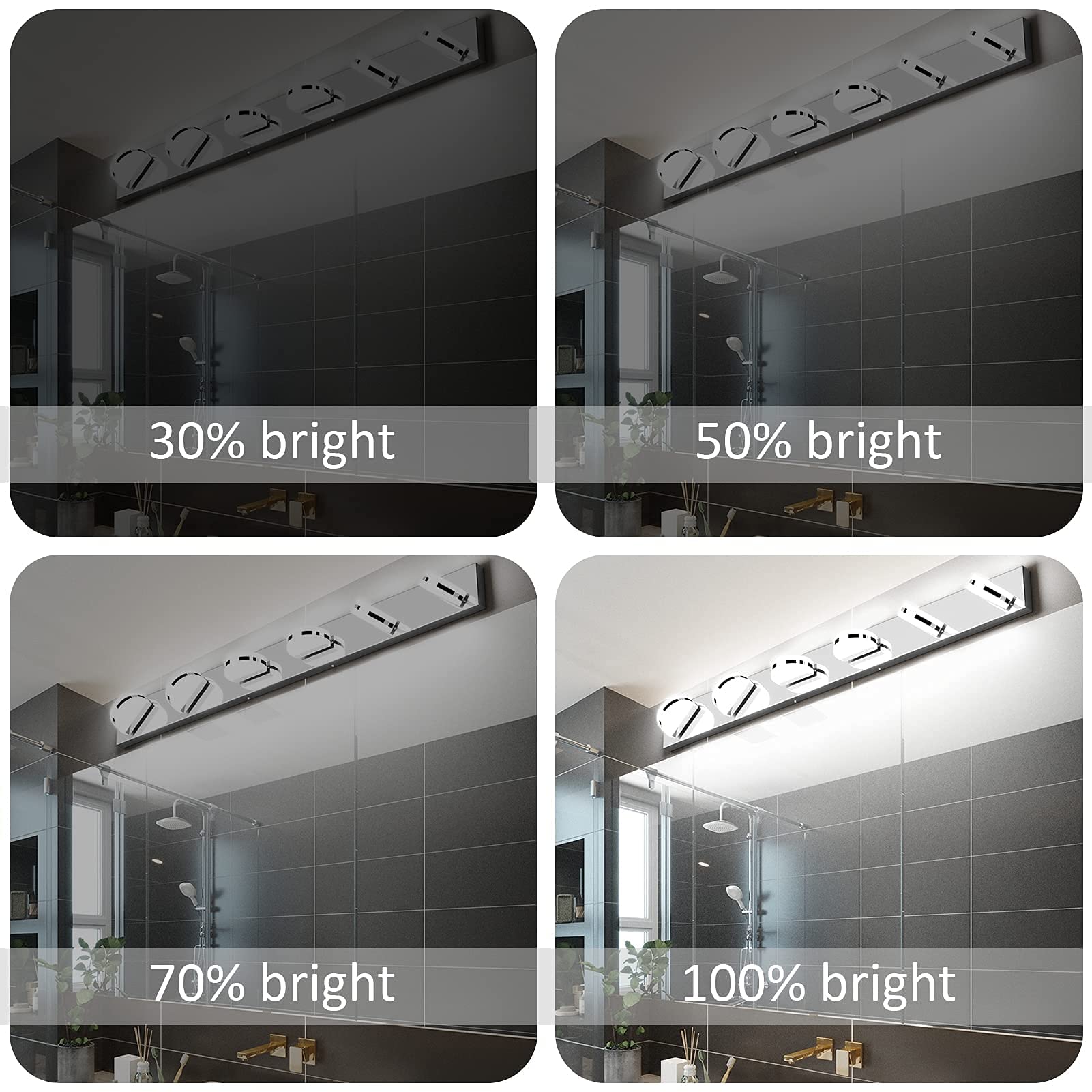 Aipsun 6 Lights Dimmable Modern LED Bathroom Vanity Light Chrome ...