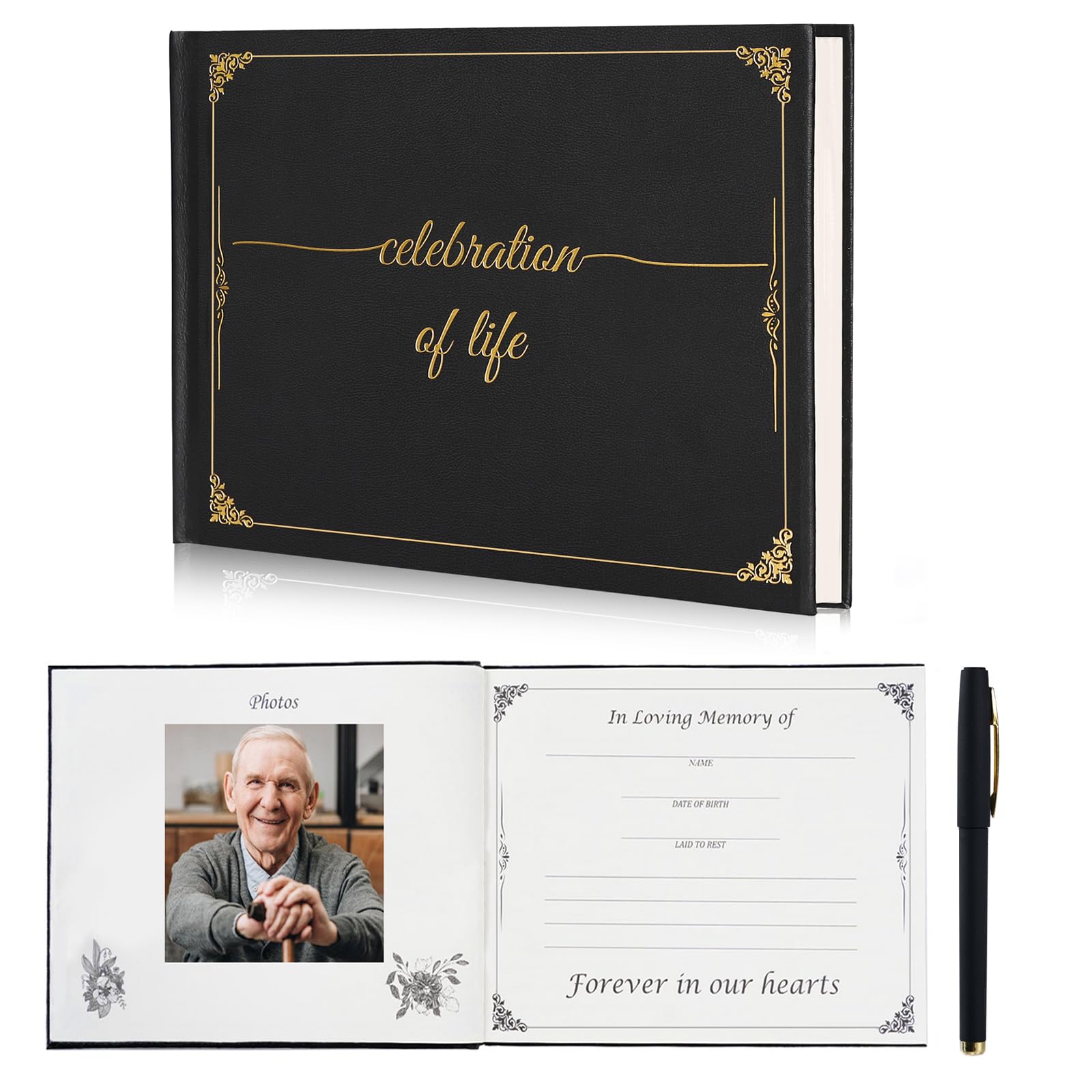 Amazon.com: C2U Funeral Guest Book for Memorial Service - Celebration ...