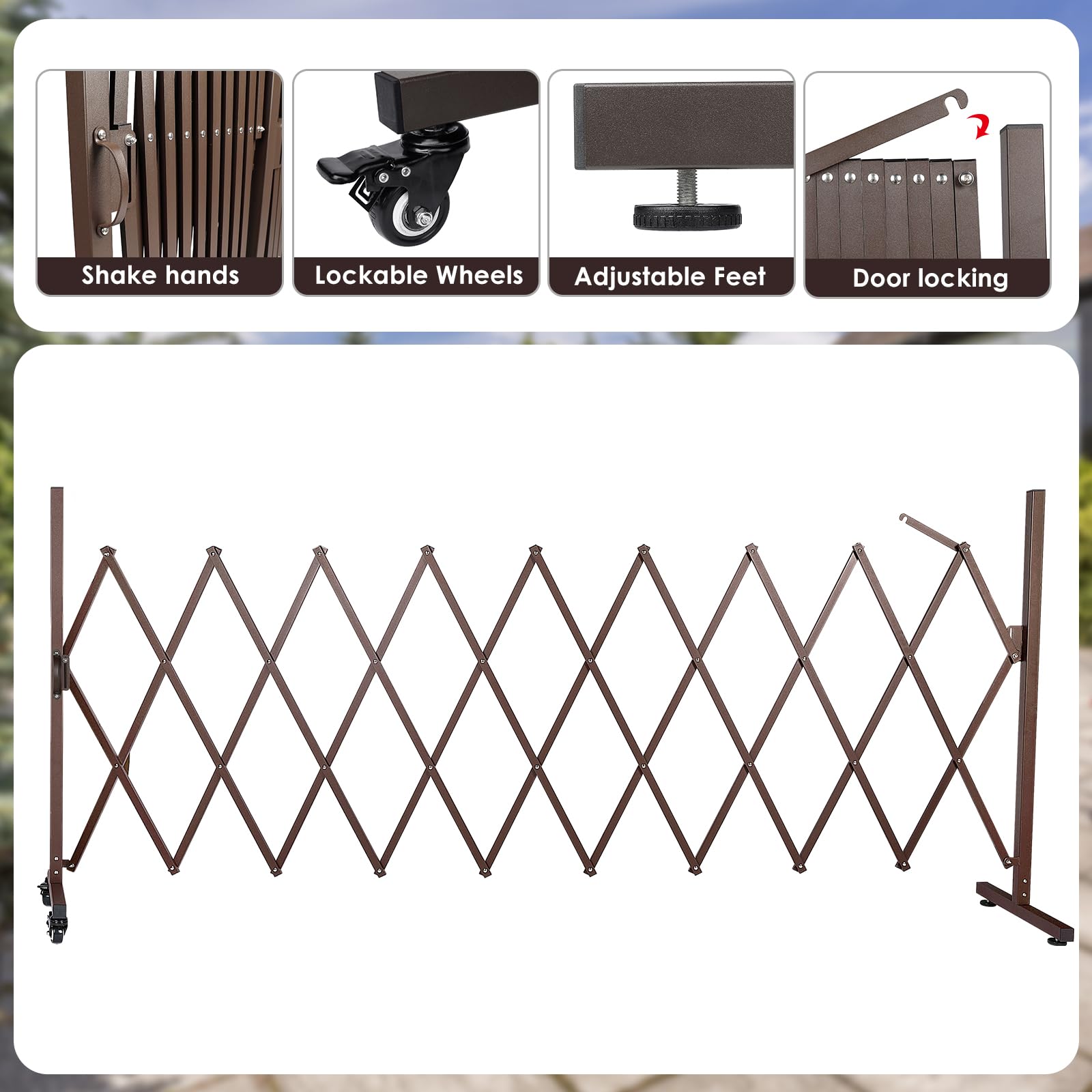Snapklik.com : Dearlomum Retractable Driveway Fence Gate Expandable 130 ...