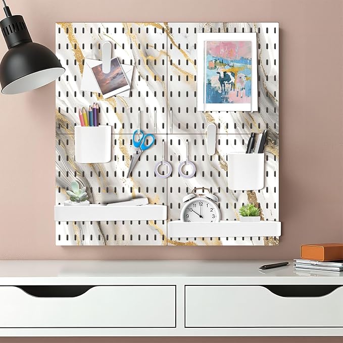Amazon.com: HABEN ARTWORK Pegboard Garage Storage Organization White ...