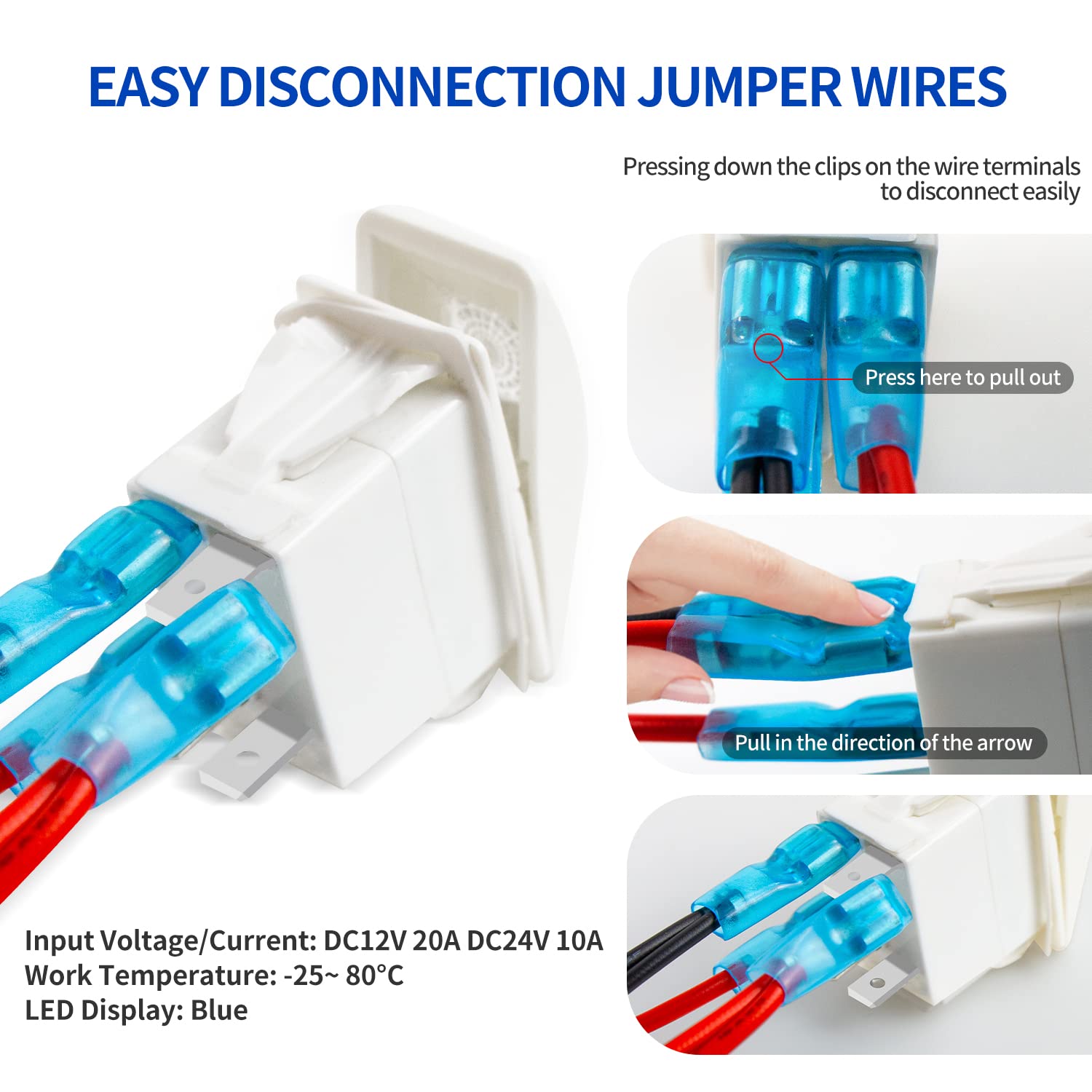 Snapklik.com : White Rocker Switch 5Pin Laser On/Off Blue LED Light 20A ...