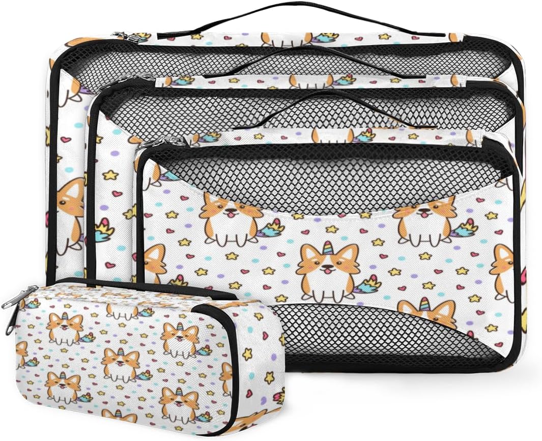 Amazon.com: Star Horn Corgi Dog 4 Piece Packing Travel Organizer Cubes ...