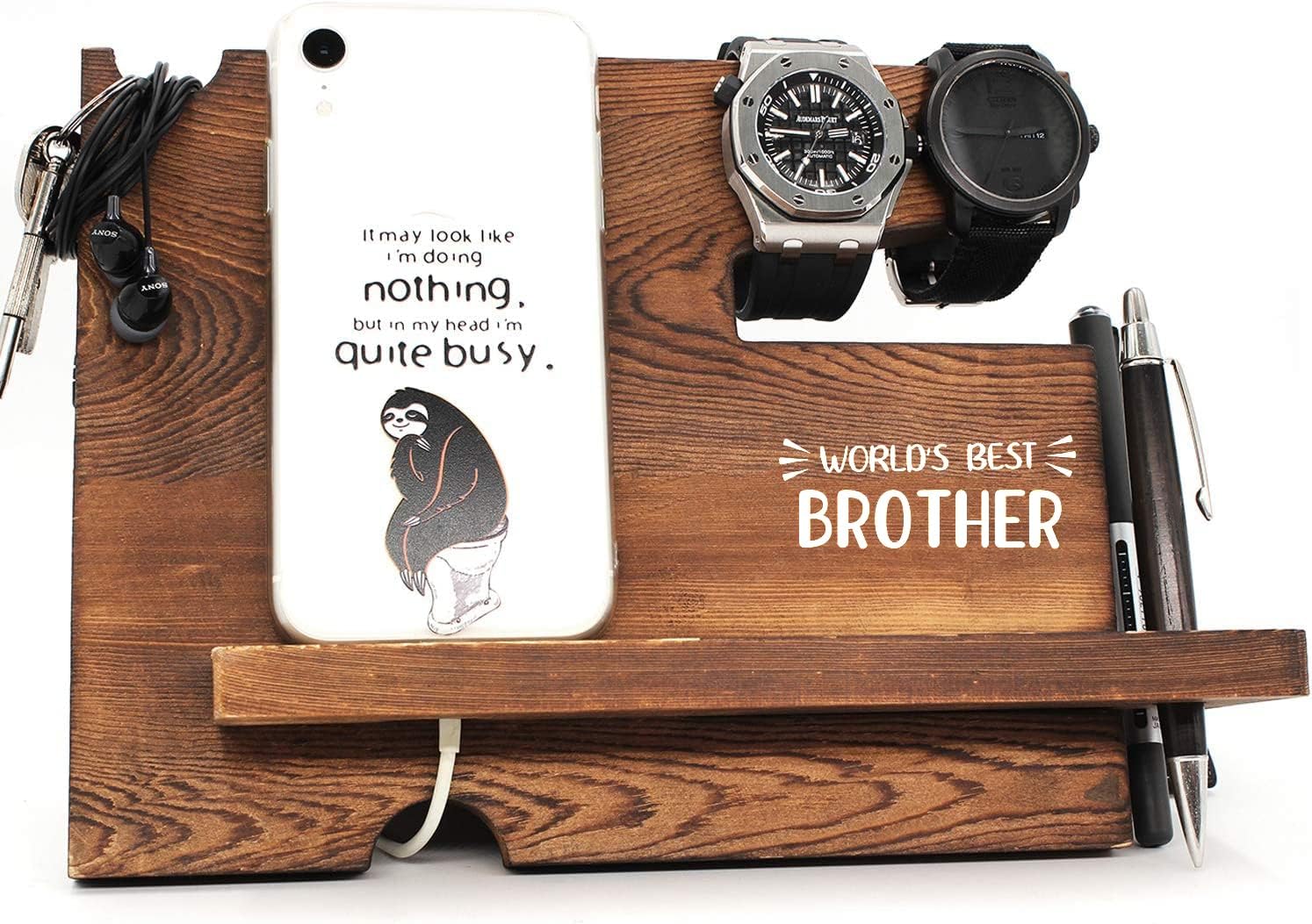 Amazon.com: KU-DaYi World’s Best Brother Wooden Desk Docking Station ...
