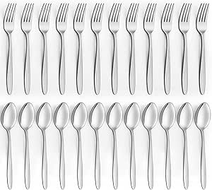 Amazon.com | 24 Pcs Forks and Spoons, Unokit and Spoons Silverware Set, Food Grade Stainless ...