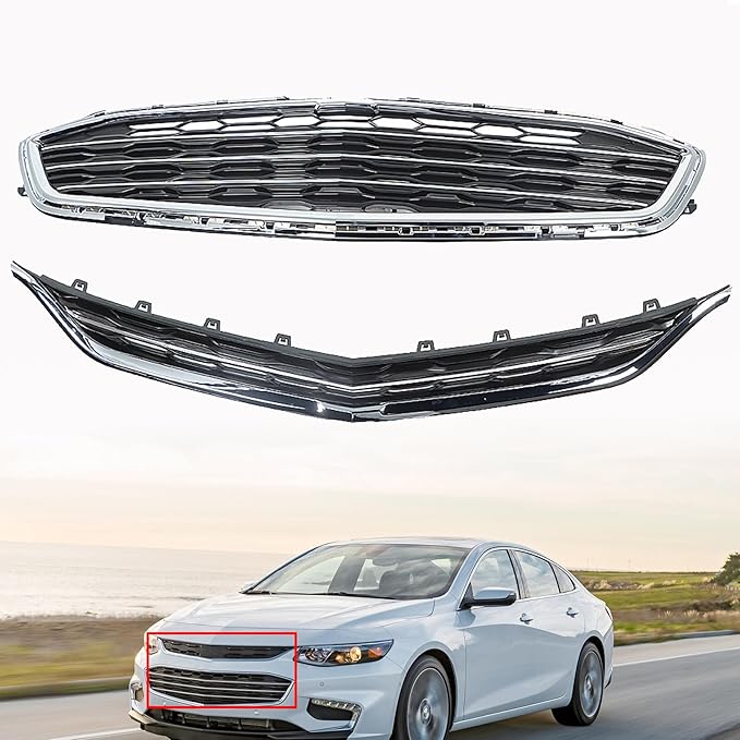 Amazon.com: munirater Front Bumper Grill Upper & Lower Honeycomb Mesh ...