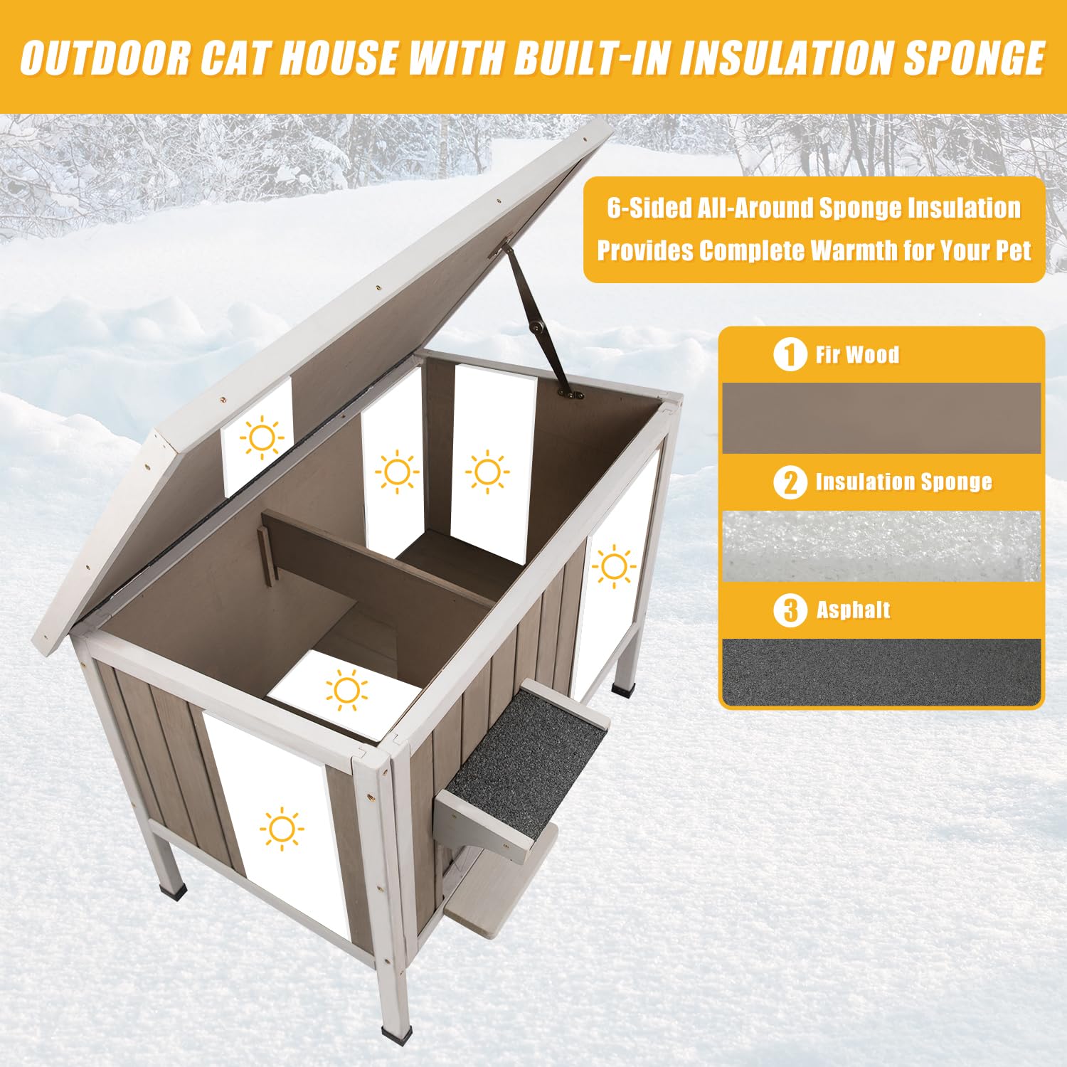 Snapklik.com : Ketive Outdoor Cat House Weatherproof Cat Enclosure