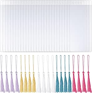 Amazon.com: GLOBLELAND 50Pcs Plastic Bookmark Sleeves with 50 Pcs ...