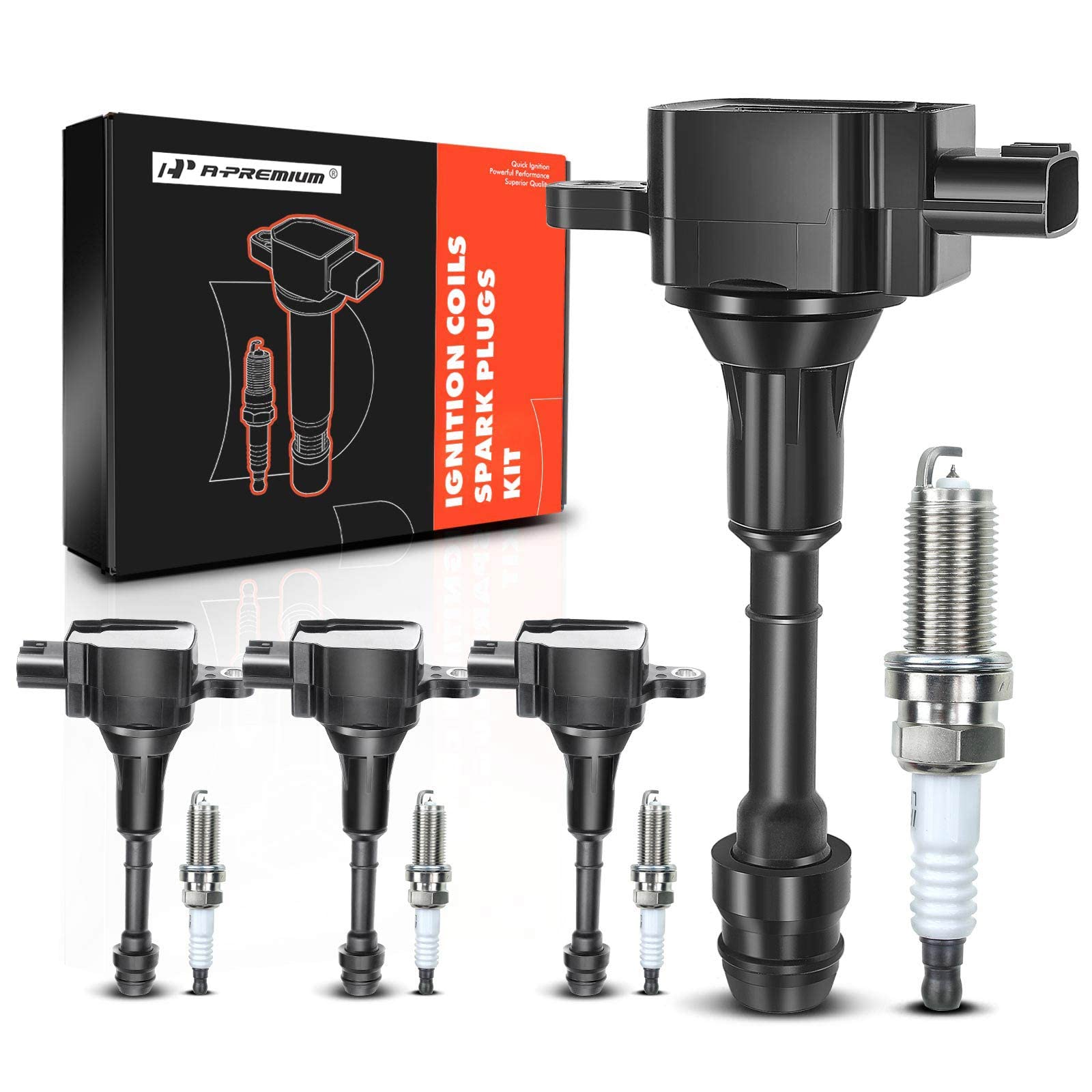 Snapklik.com : A-Premium Set Of 4 (Black) Ignition Coil Pack And ...
