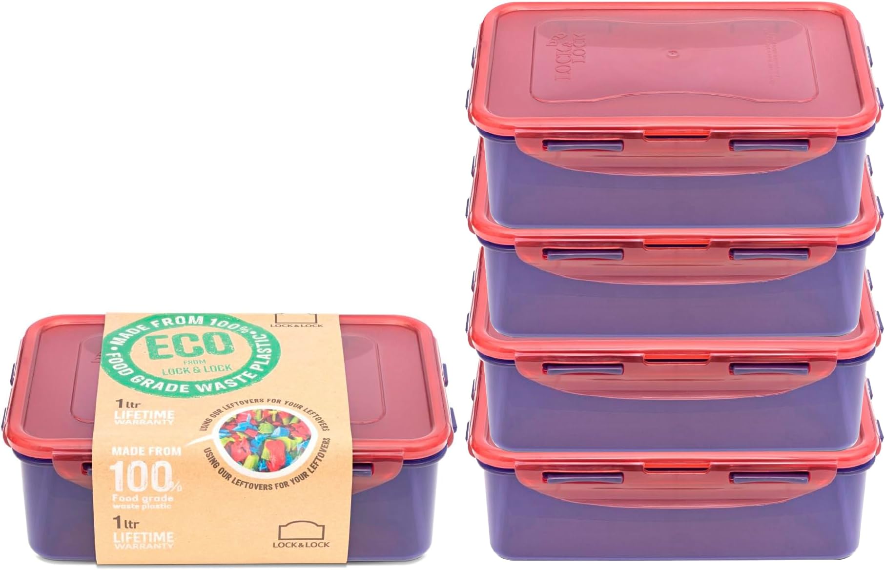 Lock & Lock HPL818 Rectangular Storage Container - Clear/Blue, 1.9 L ...