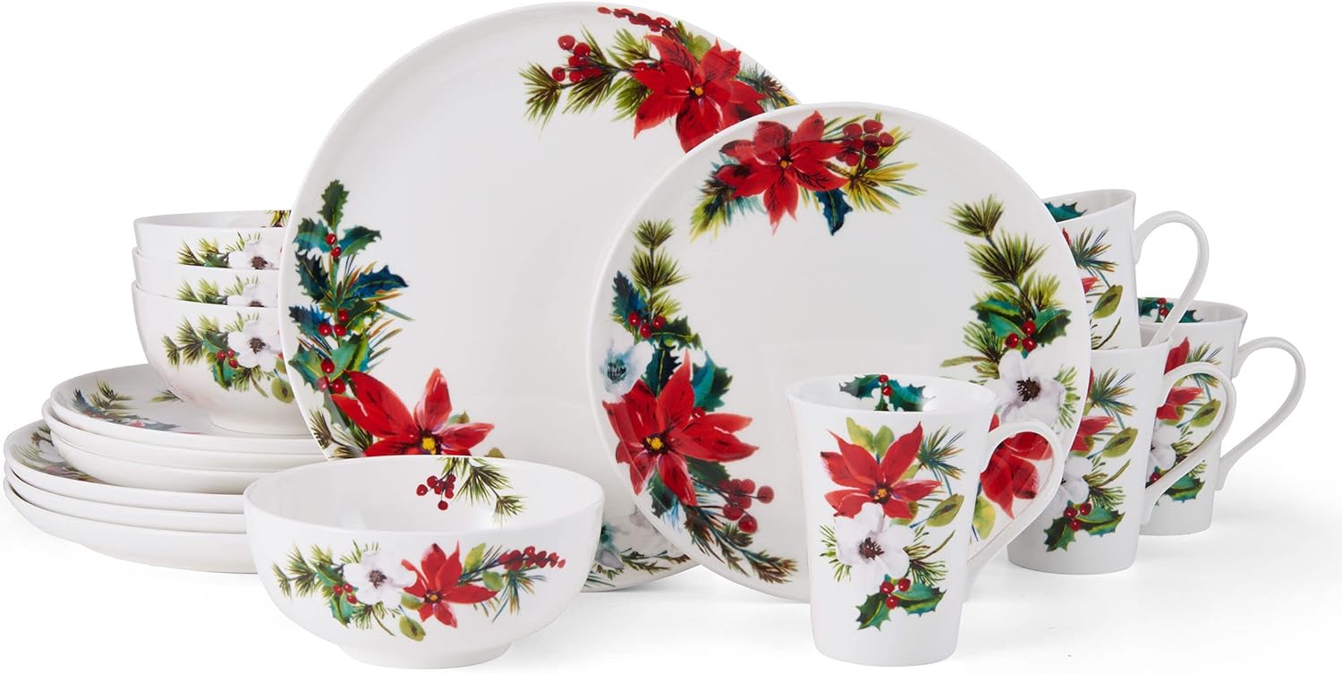 Mikasa Hope Joy Holiday Poinsettia Bone China Lightweight Chip ...