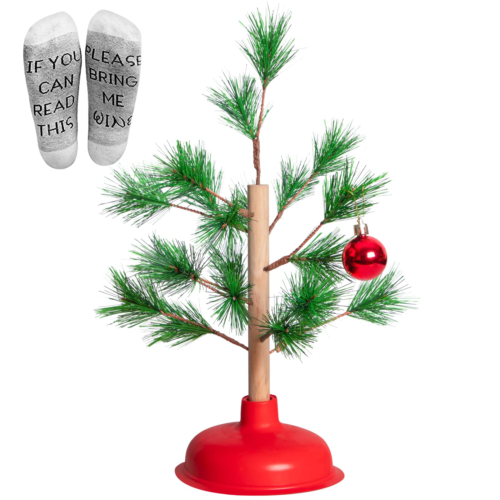 Amazon.com: Christmas White Elephant Gag Gifts Plunger Tree - Funny ...