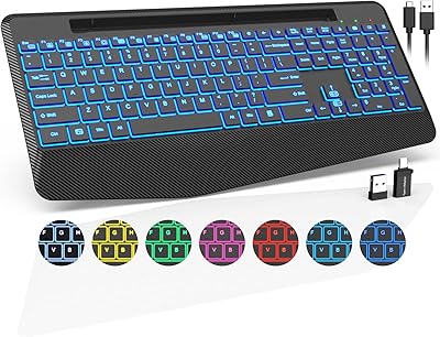 Amazon.com: Large Print Backlit Computer Keyboard, 7-Color Backlit ...