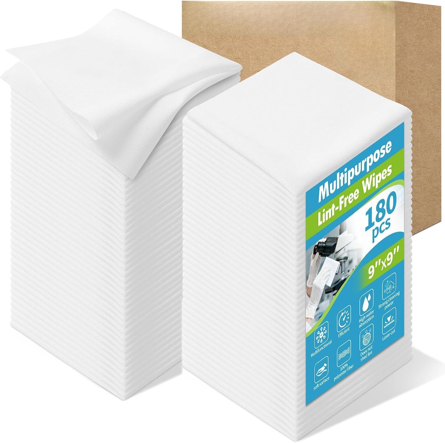 Amazon.com: Creatyi 9"x9" 180 PCS Lint Free Cloth Cleanroom Wipers 100% ...