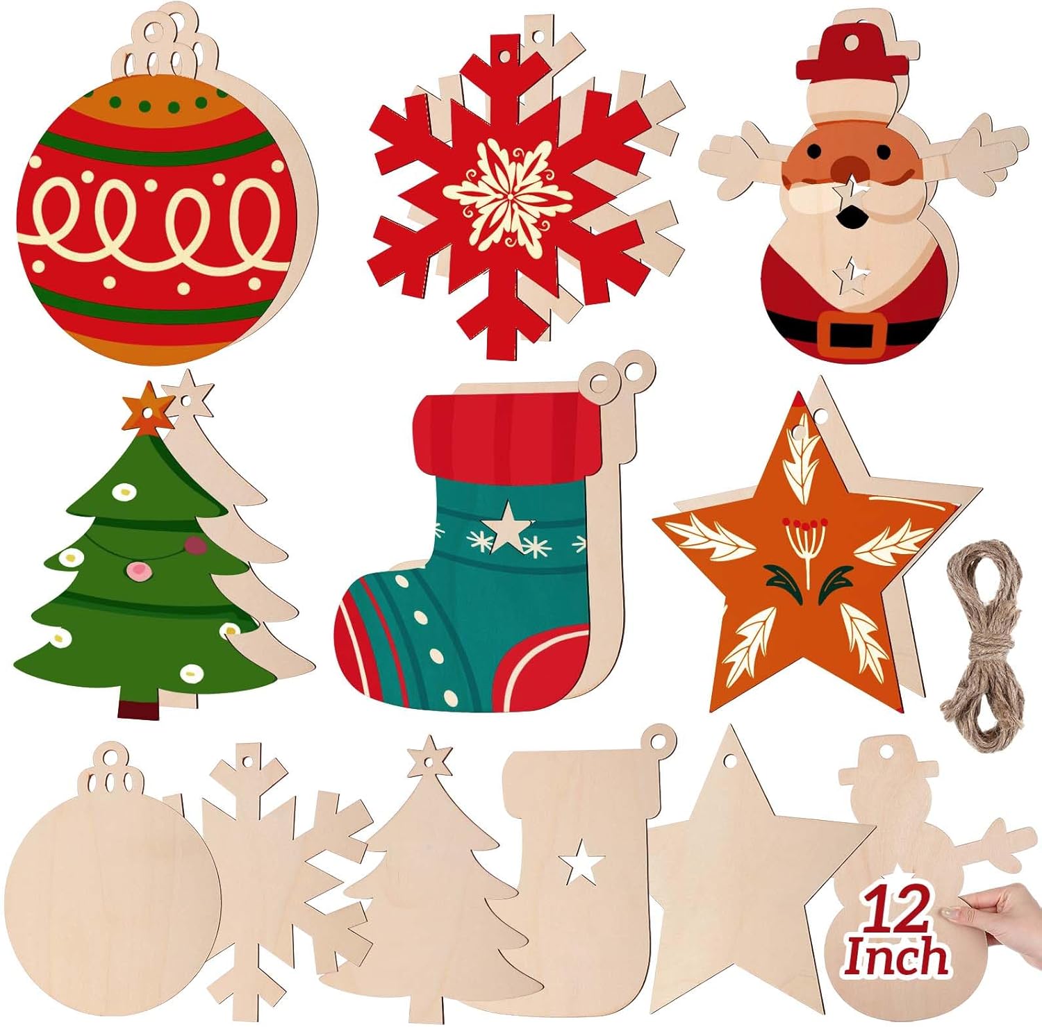 Amazon.com: Gerrii 12 Pcs 12" Wooden Christmas Cutouts to Paint Large ...