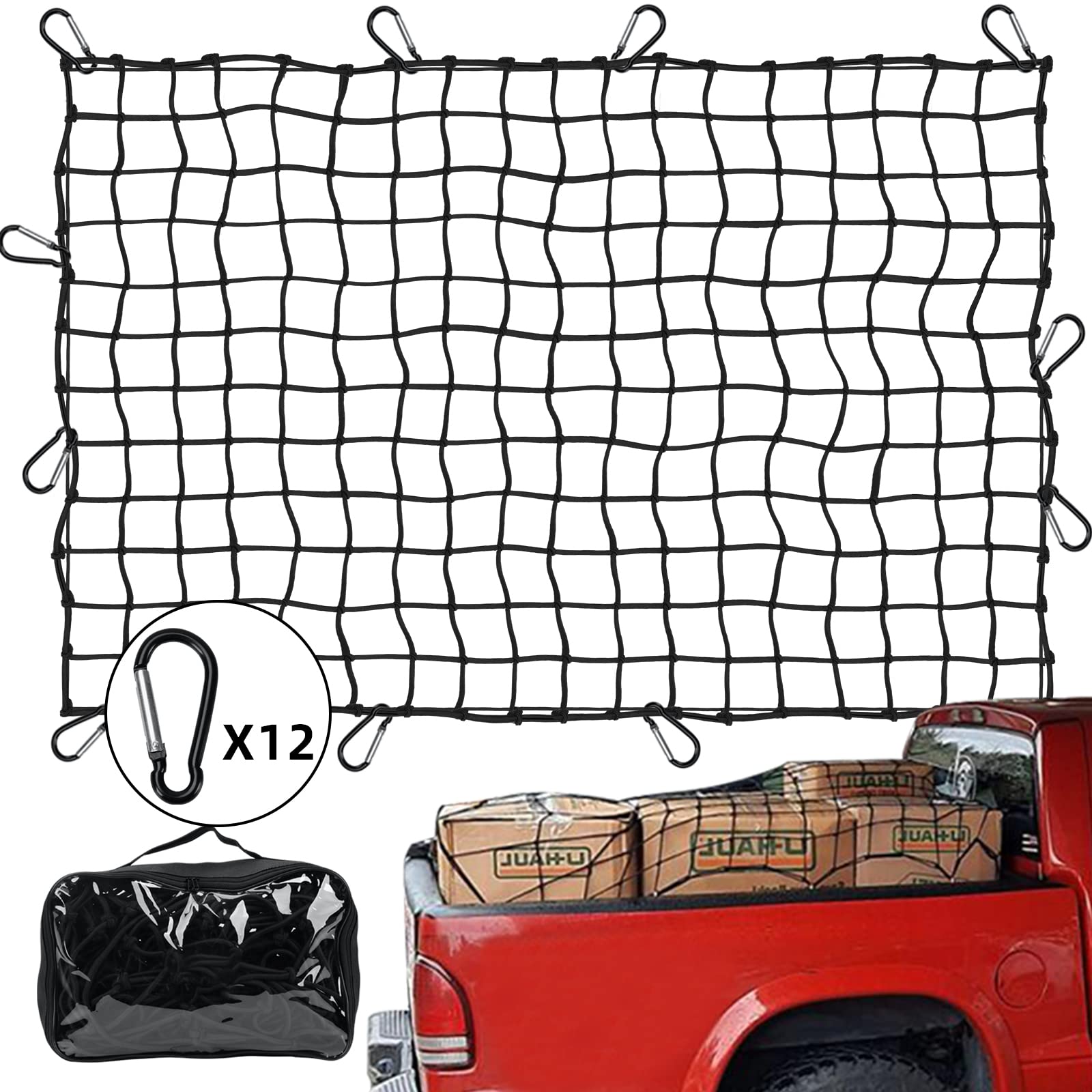 Buy Cargo Net for Pickup Truck Bed,4'x6'Elastic Bungee Cargo Net for ...