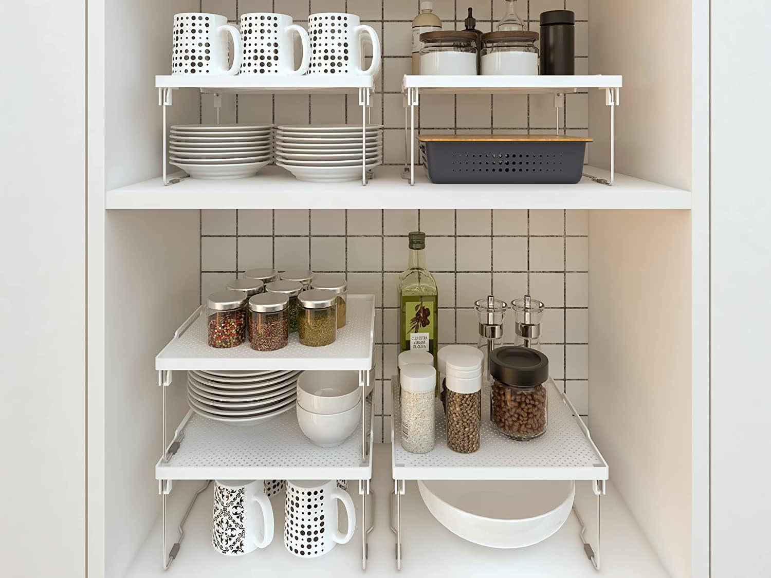 Snapklik.com : Ums Plastic Kitchen Cabinet Shelf Organizer-Stackable ...